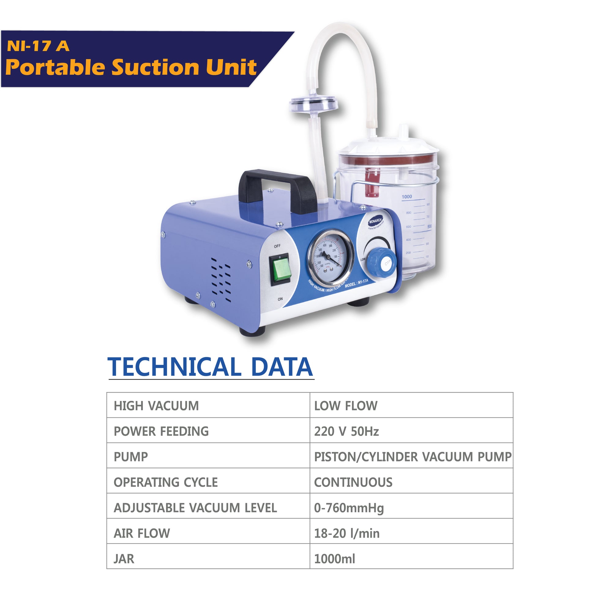 NI-17A: Portable suction unit – Monarch Healthcare